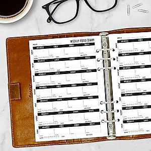 A5 Weekly Food Diary Planner Insert Refill, 5.83″ x 8.27″, Fits 6-Rings Binders - Filofax, LV GM, Moterm, Choice of Quantity