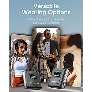 7RYMS iRay DW30 Wireless Lavalier Microphone, 16GB Storage, Noise Cancellation, 328' Range, Wireless Lapel Microphone for Camera, iPhone, Android, PC, YouTube, Interviews, Vlogs, Live-Streaming