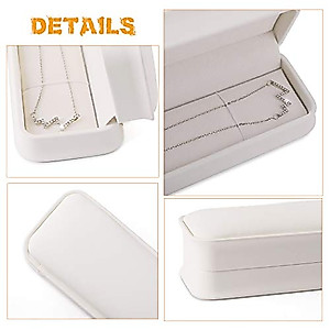 iSuperb Set of 2 Long Chain Necklace Box Velvet Interior Jewelry Gift Box Case Necklace Pendant Box Bracelet Box Jewelry Display for Wedding Engagment