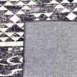 Calore Modern Faux Wool Area Rug Non-Slip Washable Living Room Rug Boho Neutral Indoor Carpet for Bedroom Dining Room (Black and White, 4'x5.3')