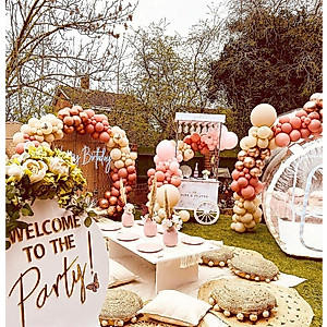 Boho Balloons Garland Arch Kit - Double Stuffed Dusty Rose Pink Rose Gold Cream Peach Apricot Latex Balloon Different Sizes 18 12 10 5In Neutral Ballon for Baby Shower Gender Reveal Party