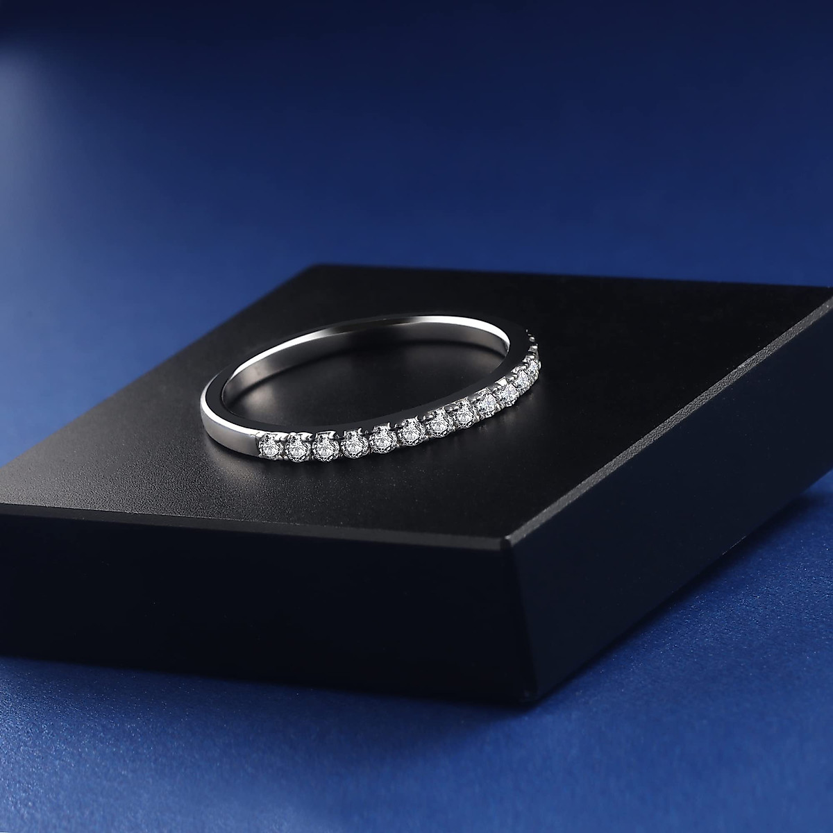 Moissanite Wedding Band, Eternity Ring for Women, 0.3ct D Color VVS1 Clarity Brilliant Round Cut Lab Grown Diamond Wedding Ring, Gemstone, Moissanite