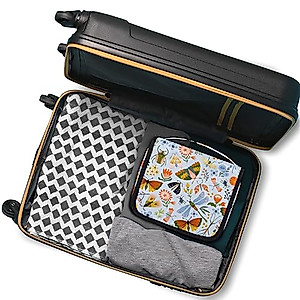 Butterfly Dragonfly Plants Travel Toiletry Bag Cosmetic Makeup Bag for Women Men Hanging Hook Wash Toiletries Portable Toiletry Bags Organizer