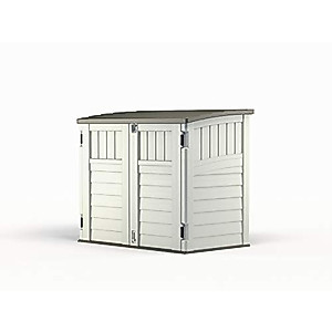 Suncast Horizontal Outdoor Storage Shed for Backyards and Patios 34 Cubic Feet Capacity for Garbage Cans, Tools and Garden Accessories, No Size, Vanilla