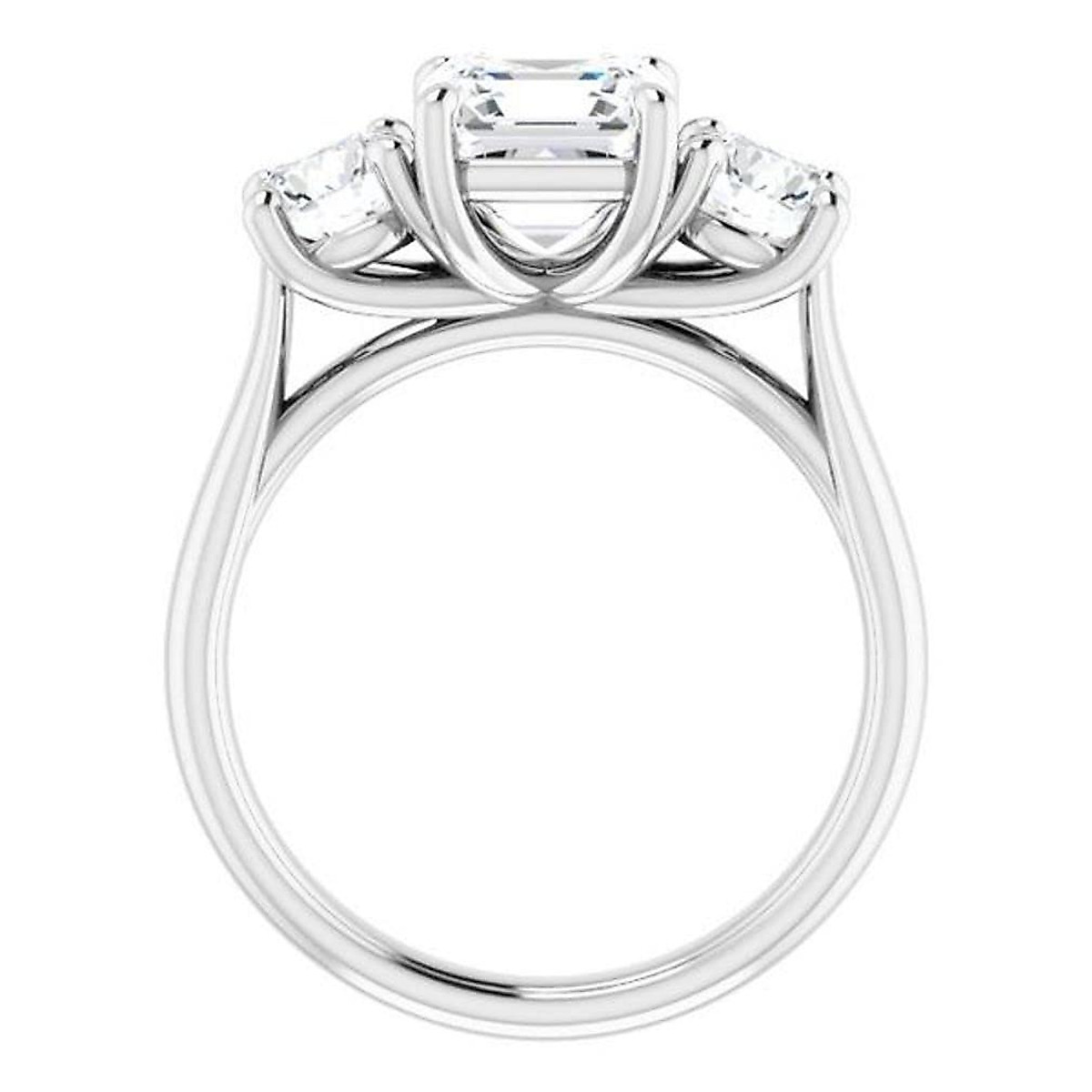 Moissanite Ring 10K Solid White Gold Handmade Engagement Ring 2.0 CT Asscher Cut Moissanite Diamond Three Stone Wedding/Bridal Rings for Women/Her Propose Ring By Rivaan Jewel (5.5)