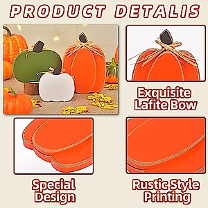 IDATOO Thanksgiving Decorations for Home, 3PCs Rustic Fall Decor Wooden Pumpkin Tabletop Sign Block Set, Autumn Tiered Tray Décor for Halloween Farmhouse Harvest Mantel Spice Table Centerpiece (3 pcs pumpkin)