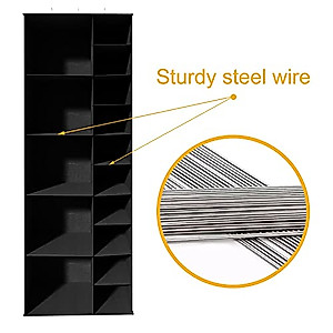 Libeder Shoe Organizer for Closet, 15 Shelf Hanging Closet Storage Shelves - 10 Shoe Rack Organizer and 5 Compartment for Clothes with 6 Side Mesh Pockets for Scarf, Socks,Gloves Black