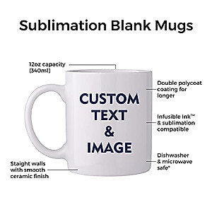 GBHOME Sublimation Mugs Blank, 12 OZ White Ceramic Sublimation Cups, Bulk Mugs for Coffee, Milk, Latte, Hot Cocoa, Set of 6