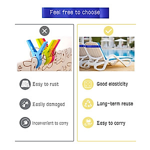 6 Pack Towel Bands for Beach, Towel Chair Clips Option for Beach