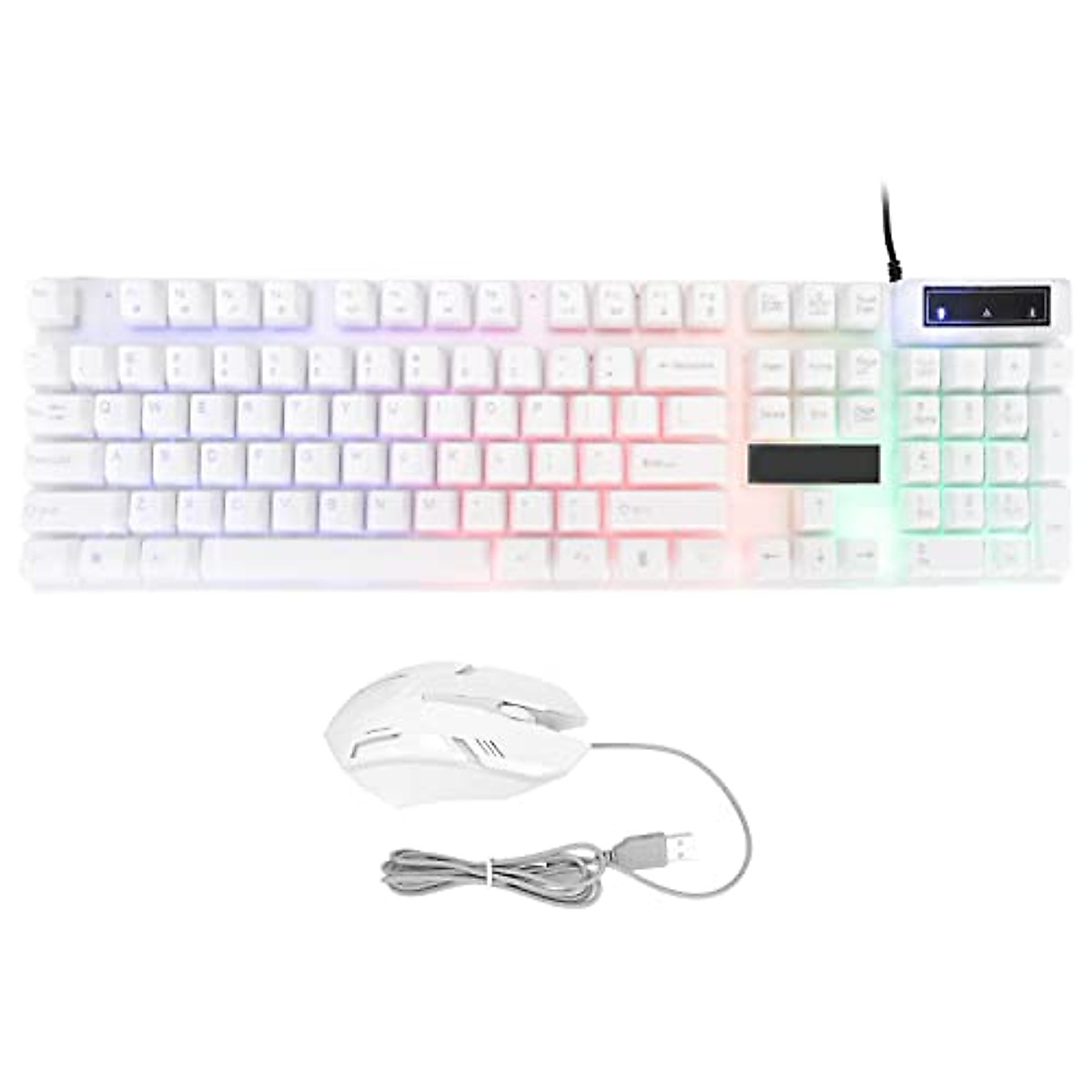 ciciglow Gaming Keyboard and Mouse Combo Set, 104 Keys Wired Gaming Keyboard and Mouse Pack Multicolor LED Backlight, Compatible with for OS X, Win 10/8/7, Win XP, Win Vista(White)