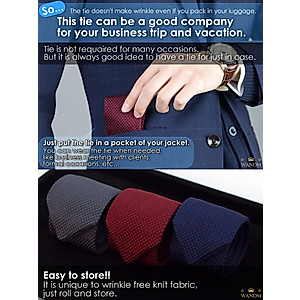 WANDM Men's Pointed Knit Tie Necktie Width 2.75 inches Washable Solid Color Black