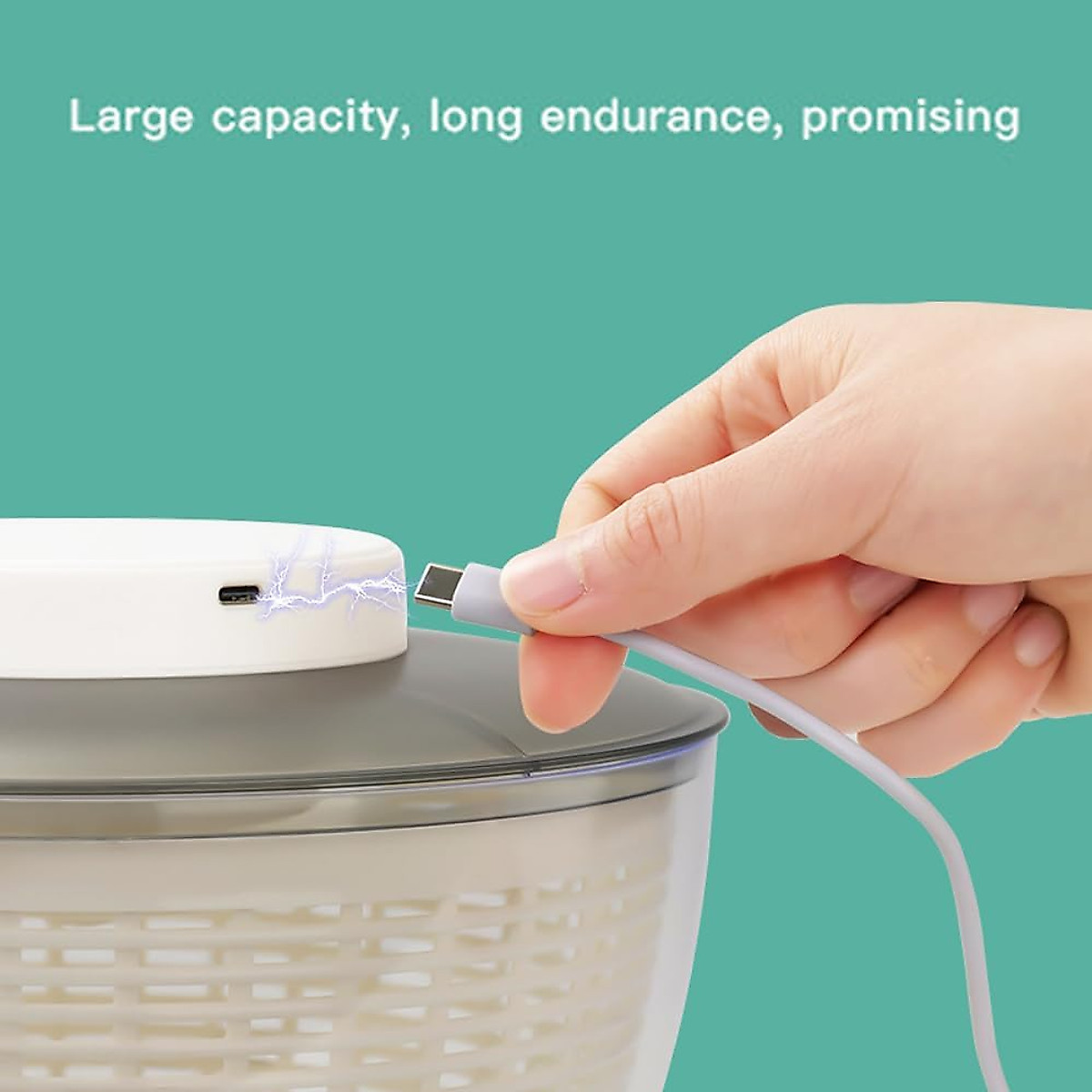 KSIFJRTO Electric Salad Spinner Large 4.75L.Vegetable Washer Dryer Dishwasher Safe.Lettuce Cleaner and Dryer.BPA Free and Easy to Use