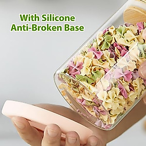 Qipecedm Set of 2 Glass Jars Containers with Bamboo Airtight Lids & Spoons, 17 oz Borosilicate Glass Jars, Clear Food Storage Canister for Cookie, Candy, Coffee, Sugar, Matcha Tea, Flour, Nuts & More