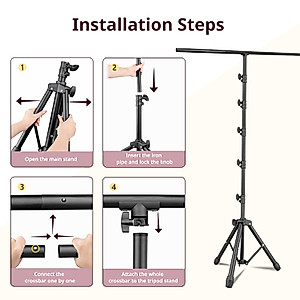 Aureday 8x5ft T-Shape Portable Backdrop Stand, Adjustable Photo Background Stand Support System, Sturdy Backdrop Stand for Parties, Weddings, Photography and Video Studio