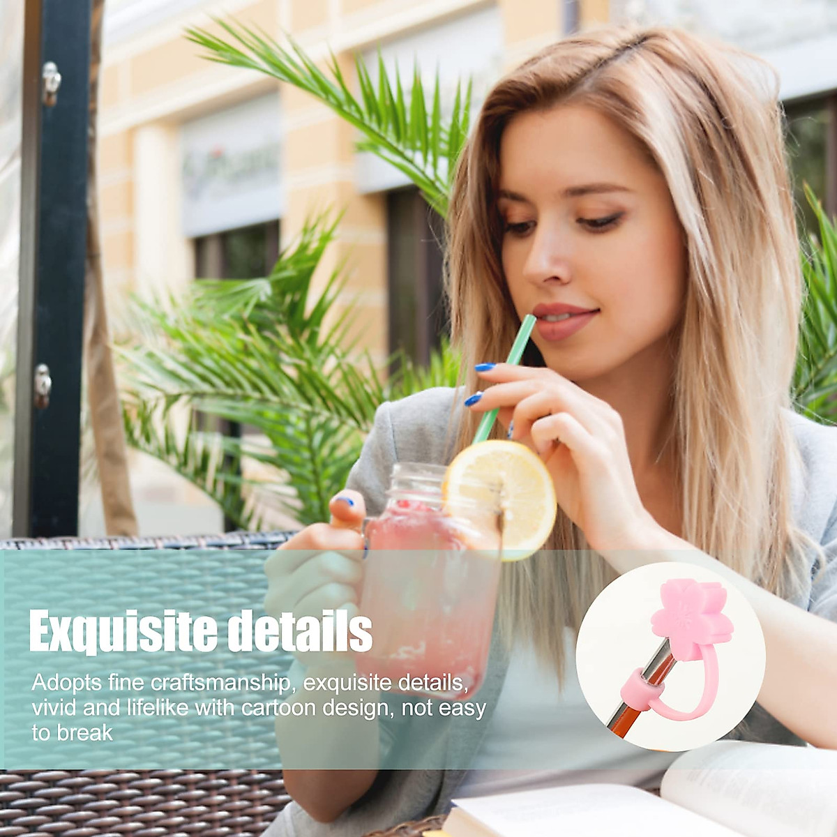 Angoily 8pcs Creative Straw Tips Covers, ReusableStraw Covers Cap, Straw Plugs for 6-8 mm Straws (Random Style)