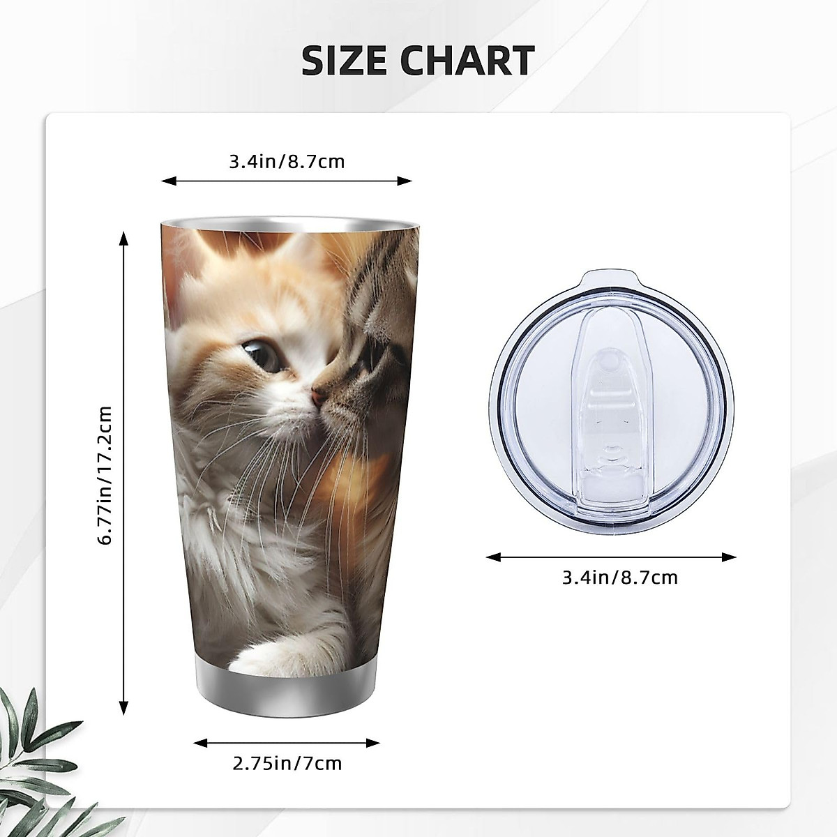 GDSHJKLW Cat Kiss Tumbler With Lid And Straw 20oz Stainless Steel Leakproof Travel Coffee Mug Double Wall Insulated Cup Gifts For Women Home Office