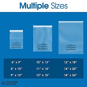 Spartan Industrial - 14” X 20” (100 Count) Self Seal Clear Poly Bags with Suffocation Warning for Packaging, Clothes & FBA - Permanent Adhesive
