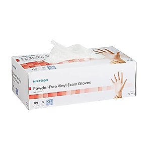 McKesson Powder-Free, Vinyl Exam Gloves, Non-Sterile, XL, 130 Count, 1 Box