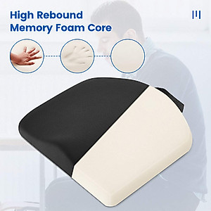 Tsumbay Comfort Seat Cushion for Office Chair - Ergonnomic 100% Memory Foam Firm Coccyx Pad - Relieve Back Pressure - Washable & Breathable Cover - for Car Seat/Computer Chair/Wheelchairs