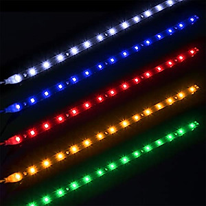 Car LED Strip Light, DC 12V Waterproof Light Strip for Cars, 6PCS 15 SMD Cuttable Connectable Car Underglow Decoration, Led Interior Exterior Lights Strip for Bedroom Mirror Kitchen (Red)