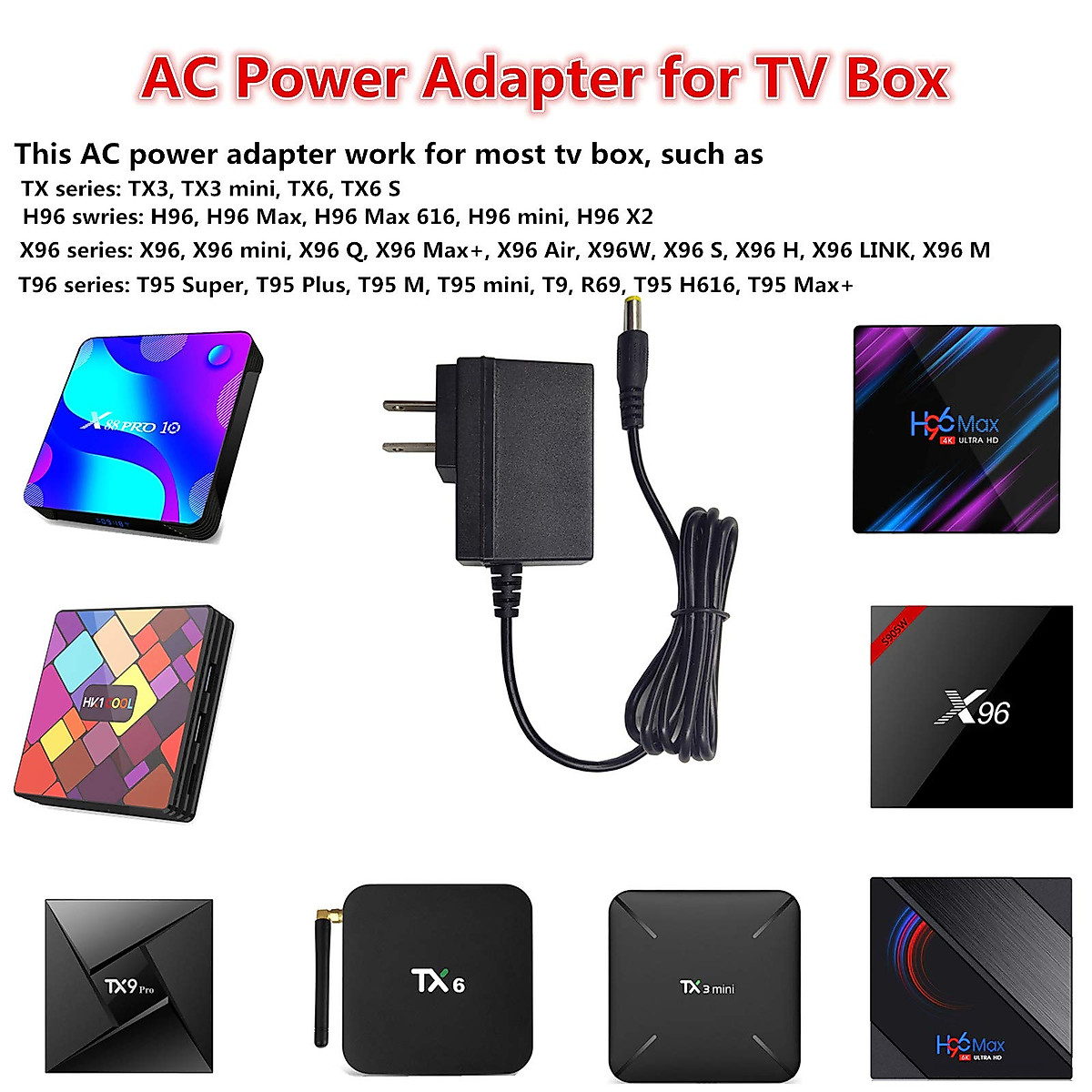 AC Power Supply TV Box - Original Android TV Box US Plug AC Power Adapter Wall Charger Cable Cord AC 100-240V to DC 5V 2A Power Supply DC Connector Jack 5.5mm x 2.1mm