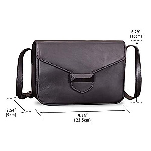 Genuine Leather Crossbody Bags for Women Handmade Ladies Satchel Vintage Purses Handbags (Black)