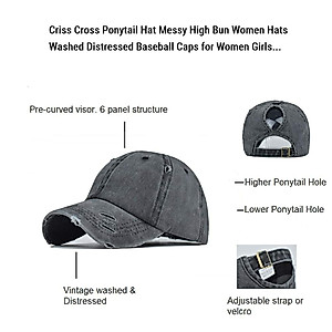 Criss Cross Ponytail Hat Washed Distressed Mesh Womens Baseball Cap Dad Hat Ponytail Hat for Women