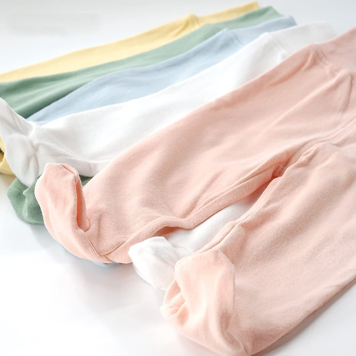 Teach Leanbh Infant Baby 3 Pack Footed Pants Cotton High Waist Casual Leggings (12 Months, A)