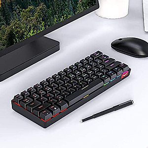 havit Wireless 60percent Mechanical Keyboard 61 Keys Rainbow Backlit Gaming Bluetooth 5.0/Type-C Wired Programmable Computer with Red Switch for Multi-Devices PC Mac Laptop (Black) (Renewed)