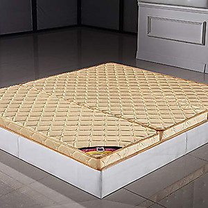 WJH Tri-Folding Mattress, Thicken Tatami Floor Mat Washable Reversible Sleeping Pad Protector-Golden 100x200x5cm(39x79x2inch)