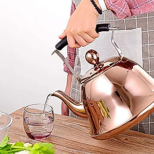 Rose Gold Whistle Tea Kettle for Stove Top Stainless Steel Kettle, Tea Kettle with Heat-Resistant Handle, (Size : 5L)