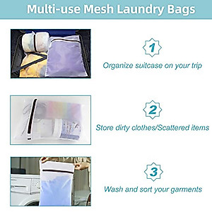 GOGOODA Set of 13 Mesh Laundry Bags, 11 Square Delicates Wash Bags and 2 Round Bra/Sock Wash Bags