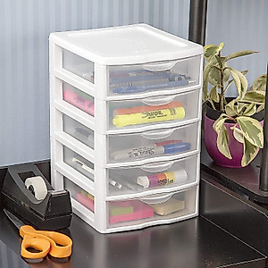 Sterilite 1 New 20758004 Clearview Small 5 Drawer Desktop Storage Unit White