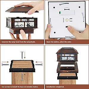 POWGDLT Solar Post Cap Lights Bronze Fence Deck Post Light Solar Powered Fit 3.5x3.5 4x4 5x5 Wooden Posts 8 Packs