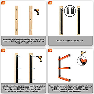 Wallmaster Lumber Storage Metal Rack, Lumber Organizer Wall Mount Wood Rack Organizer 3-Level Wood Storage System