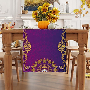 Jiudungs Linen Diwali Table Runner 72 Inches Long Diwali Table Cloth Diwali Table Decorations Diwali Decor Indian Diwali Decorations and Supplies for Home