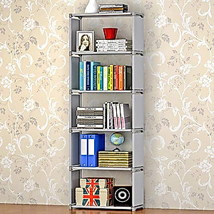 NiceAI Bookshelf Lightweight Slim Modern Bookcase Metal Framework Children's Room Arrangement Toys Office A4 File Books Kitchen Clothing Storage Rack Gray