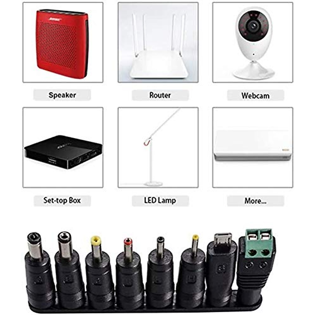 3V ~ 24V 2.5A 60W Power Supply with Volt Diaplay Adjustable DC 3V 5V 6V 9V 12V 15V 16V 18V 19V 20V 24V Variable Universal AC/DC Adapter 100V-240V AC to DC Converter with 8 Selectable Adapter Tips