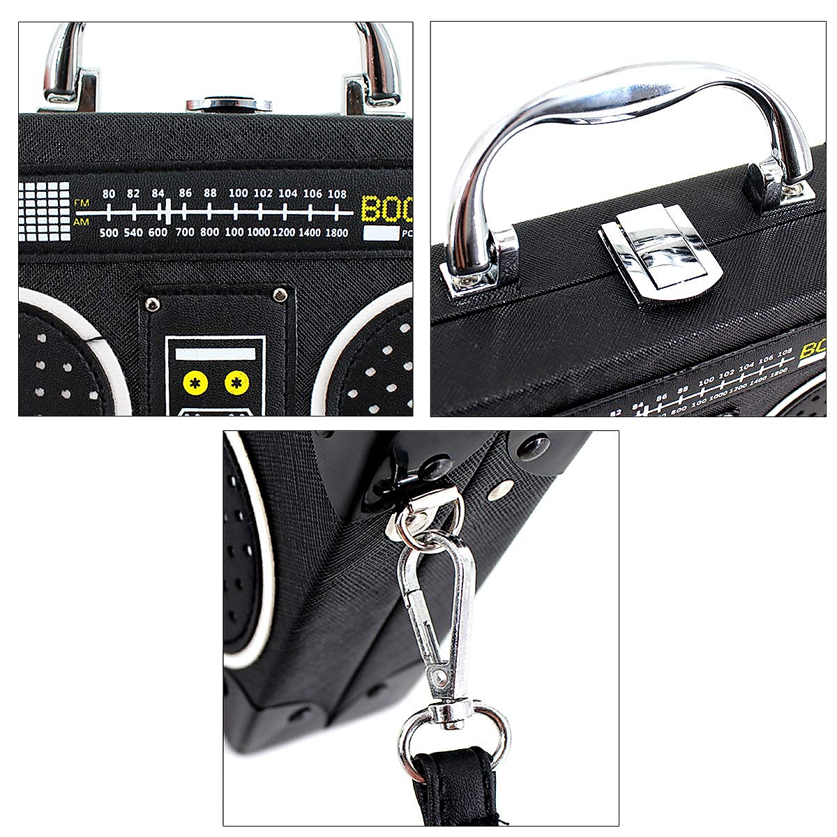 Heidi Bag Vintage Radio Clutch Handbag Leather Top Handle Crossbody Shoulder Bag