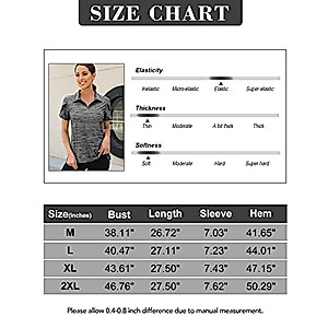 Viracy Golf Shirts Women, Collared T Shirts Overlap Short Sleeve 1/4 Zip Up Workout Tops Quick Dry Breathable Sun Protection Tops,Dark Grey-XL