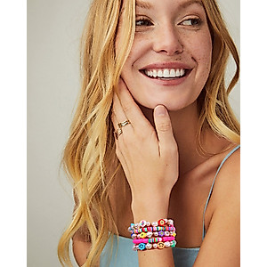 XOCARTIGE Beaded Stretch Bracelets for Women Colorful Clay Fruit Happy Face Bead Bracelet Rainbow Heishi Bracelet Set Stackable Pearl Y2K Bracelets Summer Beach Accessory (7PCS Happy Face Bracelet)