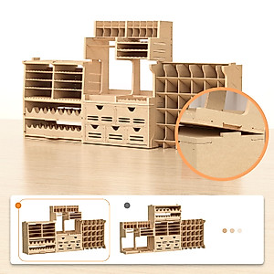 Bucasso Plastic Model Paint Rack Tool Storage Paint Storage Model Tool Storage Model Tool Storage Rack MDF Material Paint Rack Plastic Model Tool Storage Large Capacity Workbench GK RS