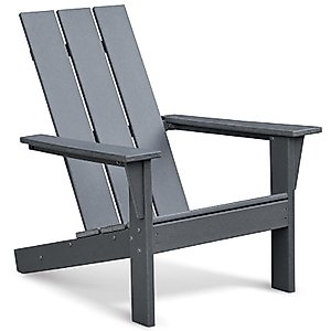 Skypatio Adirondack Chair, All-Weather Patio Fire Pit Chairs High-Density Polyethylene Adirondack Chairs for Porch, Balcony, Garden, Deck, Lawn, Backyard, Grey