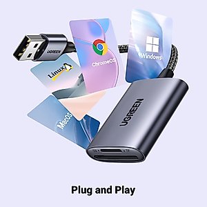 UGREEN USB SD Card Reader, USB 3.0 to Micro SD Card Reader Adapter, Aluminum Multi 2-in-1 Memory Card Readers for Camera SD MicroSD TF SDHC SDXC UHS-I Mac OS Windows Linux Computer PC Laptop