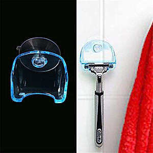 Suction Cup Holder Single Rack Bathroom Shower Bath Clear Blue Reusable Plastic Durability and Attraction