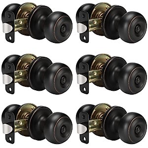 goldenwarm Oil-Rubbed Bronze Interior Door Knobs, Interior Door Knobs Bedroom, Bronze Door Knobs Privacy, Oil-Rubbed Bronze Finish Door Knobs Interior, Door Knobs Bulk(6 Pack, Oil-Rubbed Bronze)