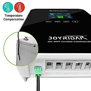 Newpowa 40A(Amp) MPPT Charge Controller DC Input 12V/24V with Colorful LCD Dispaly Solar Panel Regulator,Negative Ground,Compatible with Lead Acid Battery (40A MPPT+BT)