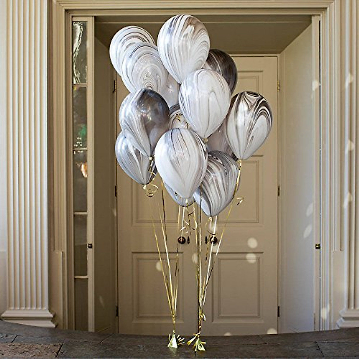 100 Pcs Marble Agate Latex Balloons, 10 Inches Party Balloon Decoration for Wedding, Birthday Party, Photobooth, Backdrop Etc.(Black)