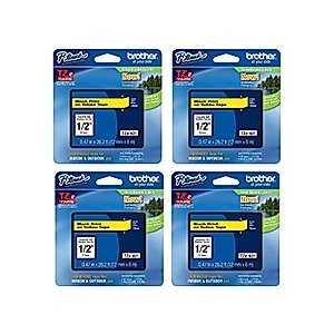 Brother Genuine TZe-631 1/2" Black on Yellow Standard Laminated Tape for P-Touch Labeler, 4 Pack
