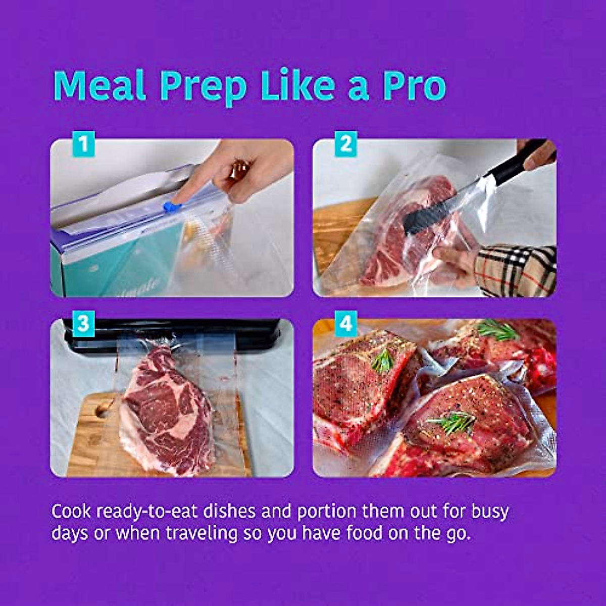 HAULMATE 11"x16" Vacuum Seal Bags - 100 Bags Food Saver Bags, Maximum Vacuum Sealer Suction for Sous Vide Cooking, Freezer & Microwave-Safe, Clamp Sealer Compatible, 7-layer Pierce-Resistant Material